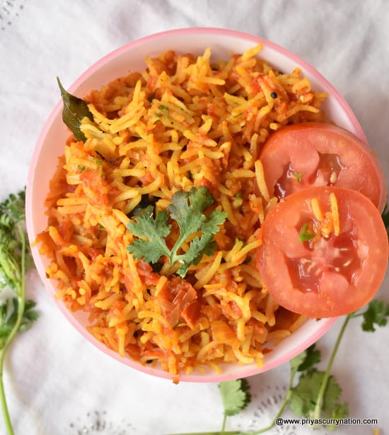 tomato rice recipe | south indian tomato rice recipe,thakkali rice ...